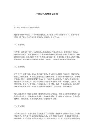 中班幼儿发展评估小结