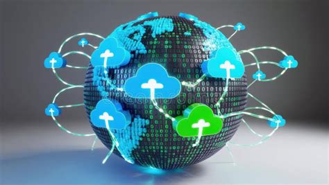 Digital Globe With Cloud Icons Symbolizing Global Connectivity And