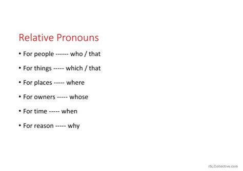Defining Relative Clause Gramma English ESL Powerpoints