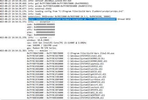 Error Intercepted Unhandled Hardware Exception At 0x0000000000000000 Rguildwars2