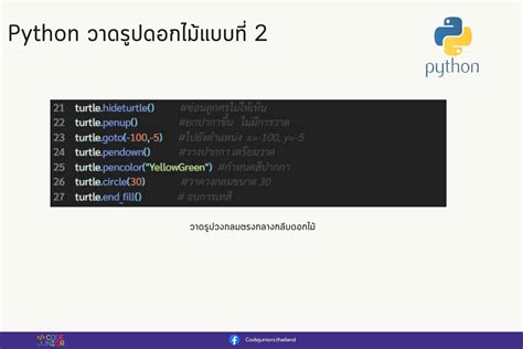 ฝึกเขียนโค้ดกันต่อน่ะครับ วันนี้ Python Turtle วาดรูปดอกไม้แบบ ที่ 2 กัน ในตัวอย่างจะได้เรียนรู้