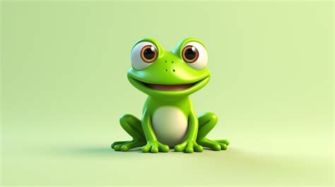 노란 눈과 초록색 배경의 초록색 개구리 프리미엄 Ai 생성 벡터