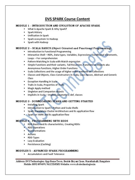 dvs spark course content module 1 introduction and evolution of apache spark pdf apache