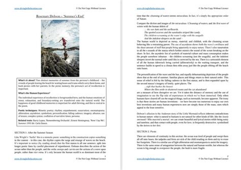 Hsc Close Reading Notes Rosemary Dobsonsummers End Diving Bell