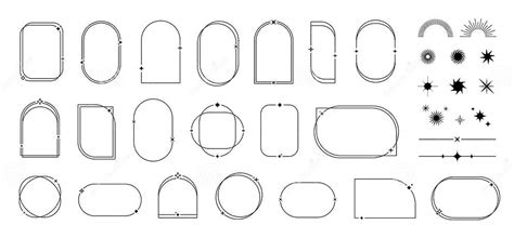 Minimal Line Figures Stars Frames And Borders Stock Vector Illustration Of Form Black