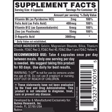 Compre Nutrex T Up Mega Testosterone Booster 120 Caps Importado Aqui Na