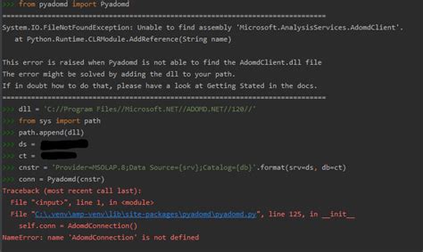 AdomdConnection Issue S C O U T Pyadomd GitHub