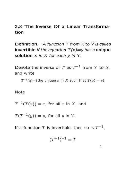 Solution Inverse Of Linear Mapping Studypool
