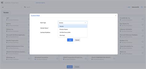 create custom rule for applications manageengine application control plus