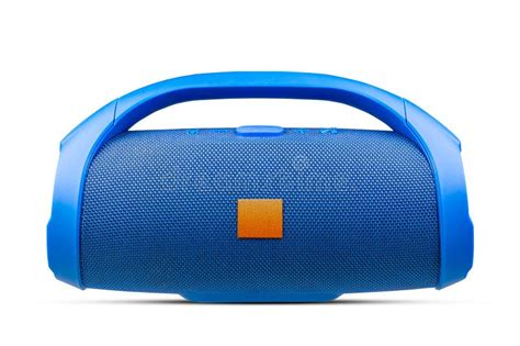 Blue Portable Wireless Bluetooth Speaker Isolated On A White Background Device For Playing