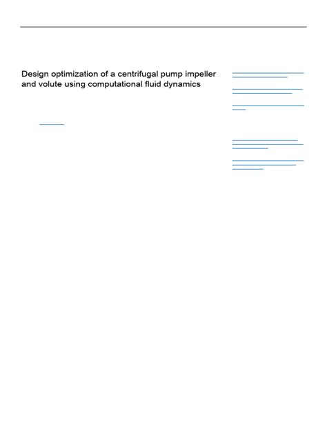 Design Optimization Of A Centrifugal Pump Impeller And Volute Using Computational Fluid Dynamics