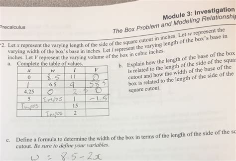 Solved Module 3 Investigation Recalculus The Box Problem