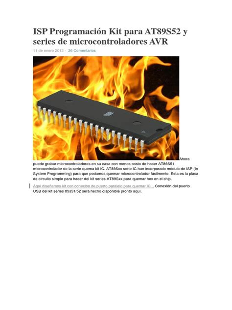 Isp Programación Kit Para At89s52 Y Series De Microcontroladores Avr Pdf
