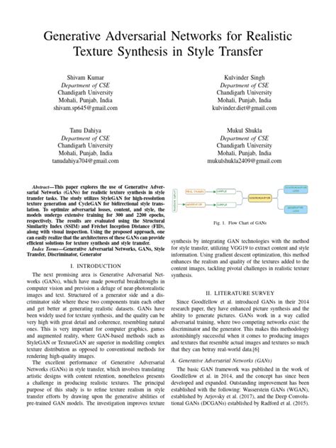 Generative Adversarial Networks For Realistic Texture Synthesis In Style Transfer Final Commit