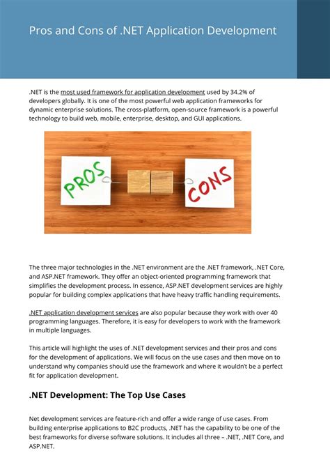 PPT Pros And Cons Of NET Application Development PowerPoint