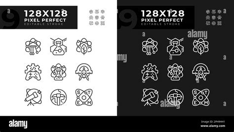 Opportunities Of Stem Pixel Perfect Linear Icons Set For Dark Light Mode Stock Vector Image