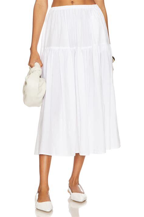 Enza Costa Tiered Maxi Skirt In White Revolve