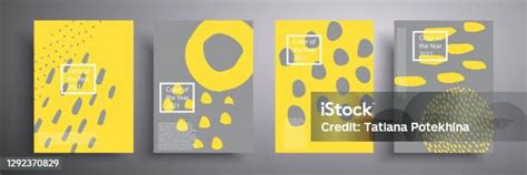 벡터 커버 집합입니다 추세 색상은 노란색과 회색입니다 색상 2021 책 표지 포스터 전단지 잡지 비즈니스 연례 보고서에 대한 구성 2021년에 대한 스톡 벡터 아트 및 기타