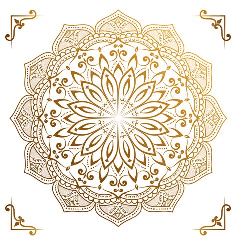 골드 투명 배경에서 청첩장을 위한 빈티지 럭셔리 골든 로얄 만다라 아라베스크 이슬람 패턴 만다라 이슬람의 만다라 투명 Png 일러스트 및 벡터 에 대한 무료 다운로드