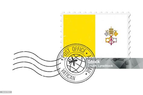 바티칸 그런 지 우표 빈티지 엽서 벡터 일러스트 레이 션 와 국기 와 바티칸 시 복고풍 스타일 고무도장에 대한 스톡 벡터 아트 및 기타 이미지 Istock