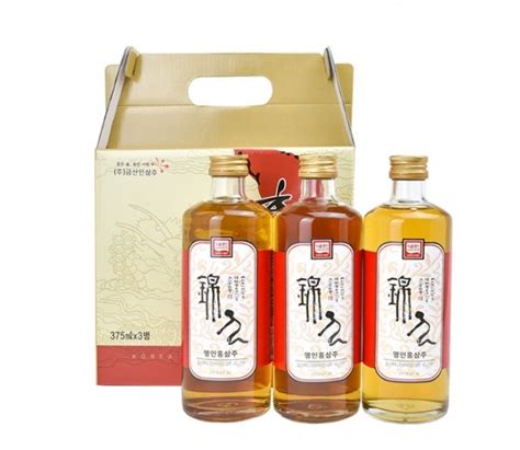 금산 인삼주 명인 홍삼주 약주 선물세트 360ml X3 12 5도 친환경 먹거리 다팜