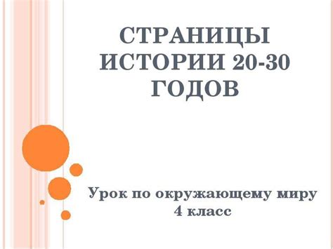 СТРАНИЦЫ ИСТОРИИ 20 30 ГОДОВ Урок по окружающему миру 4 класс скачать презентацию