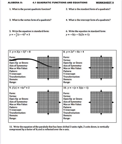 Standard Form To Vertex Form Worksheet