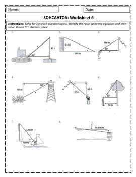 Sohcahtoa 7 Worksheet Set By Kimberley E Teachers Pay Teachers
