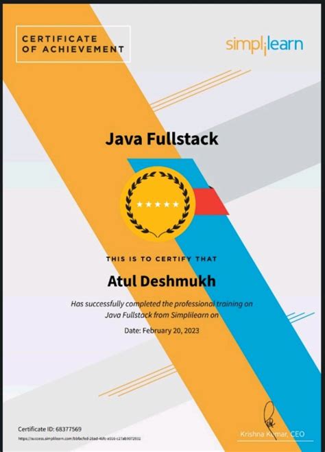 Atul Deshmukh On Linkedin Javafullstack Java Certifieddeveloper Learing Applicationdevelopment
