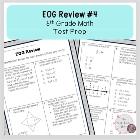 Eog Review 4 6th Grade Math Test Prep By My Math Teacher Heart