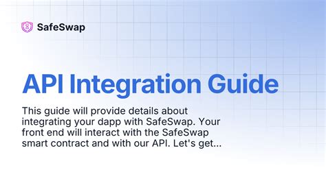Api Integration Guide Safeswap