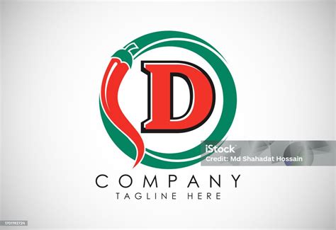 빨간 고추 로고 디자인이 있는 영어 알파벳 D 기업 비즈니스를 위한 그래픽 알파벳 기호 개념에 대한 스톡 벡터 아트 및 기타 이미지 개념 개념과 주제 건강한 생활방식