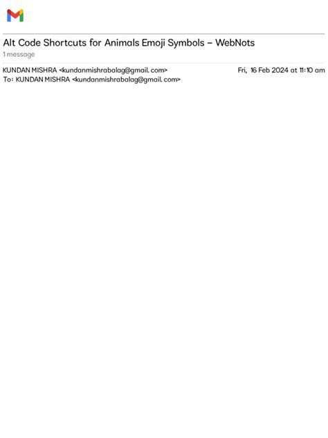 Gmail Alt Code Shortcuts For Animals Emoji Symbols Webnots Pdf Gmail Alt Code Shortcuts For Animals Emoji Symbols Webnots Pdf
