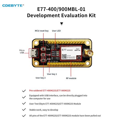 Stm32 Testing Board Cdebyte E77 400mbl 01 P Lora Module With Antenna