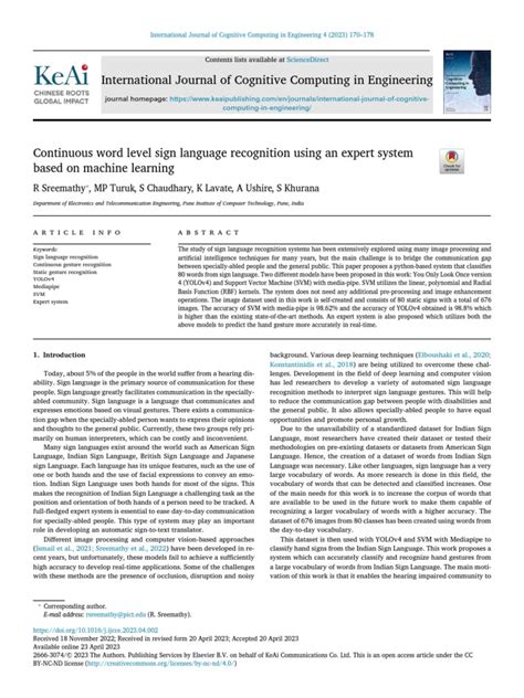 Sign Language Recognition Pdf Art Computers