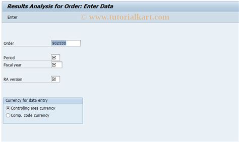 KKA SAP Tcode Create Res Analysis Data For Order