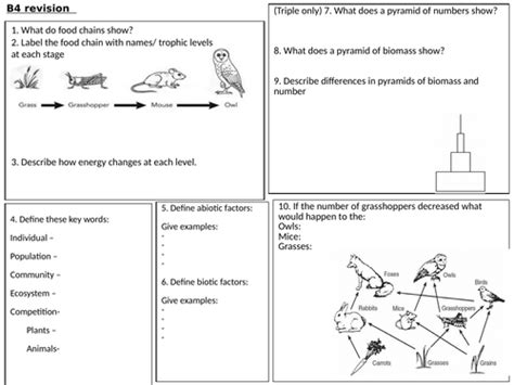 Gcse 9 1 Revision Biology Ocr Unit 4 Revision Mats Teaching Resources