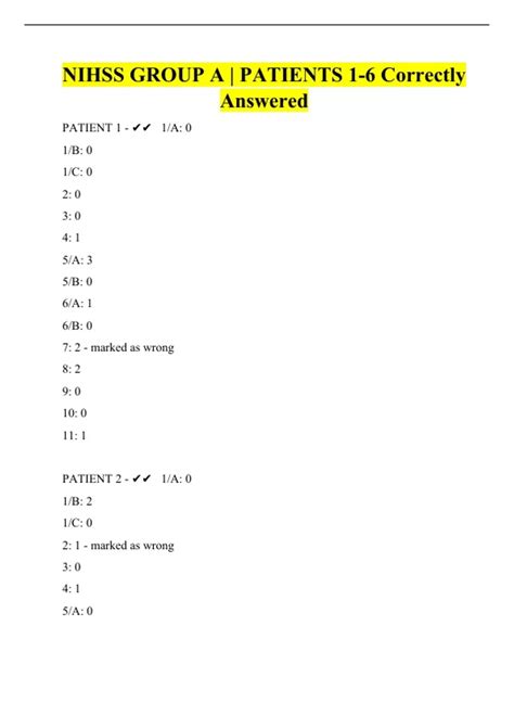 Nihss Group A Patients 1 6 Correctly Answered Nihss Group A Patients 1 6 Stuvia Us