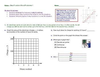 Piecewise Functions Step Function Word Problems Interactive Guided Notes