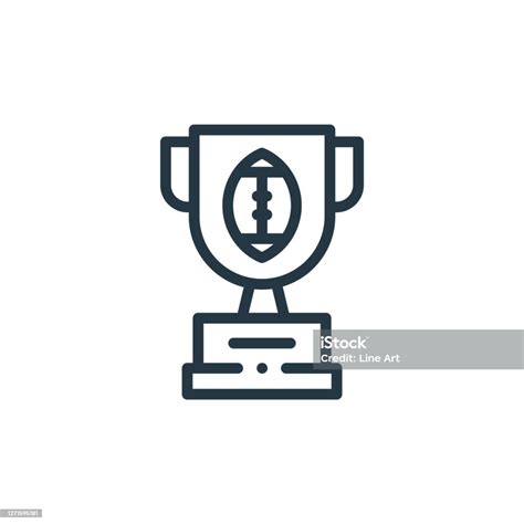 미식 축구 개념에서 트로피 아이콘 벡터 트로피 편집 가능한 스트로크의 얇은 선 그림입니다 웹 및 모바일 앱 로고 인쇄 미디어에 사용하기 위한 트로피 선형 기호 0명에 대한