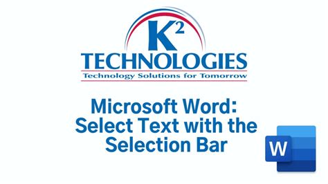 Selecting Text With The Selection Bar Microsoft Word Tip Youtube