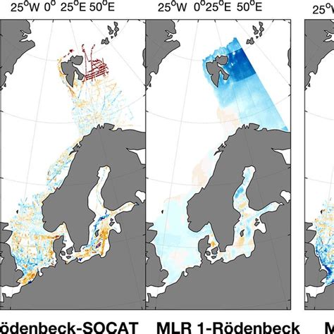 Average Regional Differences Between MLR 1 And Gridded SOCAT V5 Data