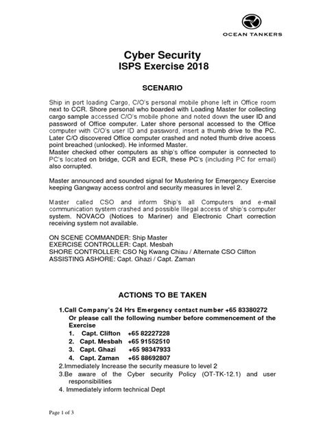 Isps Ship Shore Exercise Cyber Security Pdf