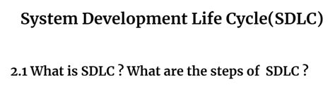 Solved System Development Life Cycle SDLC What Is SDLC Chegg Com