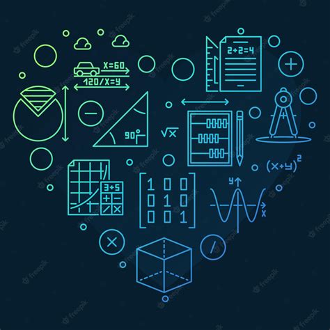 Premium Vector Mathematics Education Vector Line Heartshaped Banner Math Concept Outline