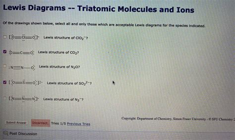 Solved Lewis Diagrams Triatomic Molecules And Ions Of The