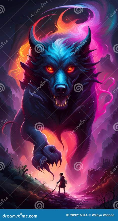 Hellhound 3d Cartoon Character Illustration Ai Generated Stock