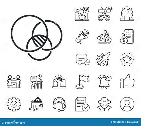 Euler Diagram Line Icon Eulerian Circles Sign Salaryman Gender Equality And Alert Bell