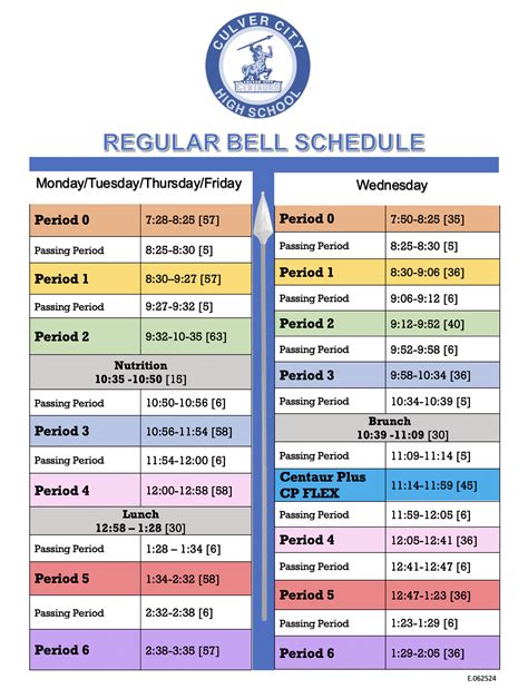 Bell Schedule About Us Culver City High School
