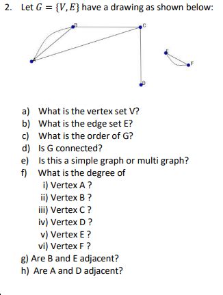 Solved 2 Let G V E Have A Drawing As Shown Below A What Chegg Com